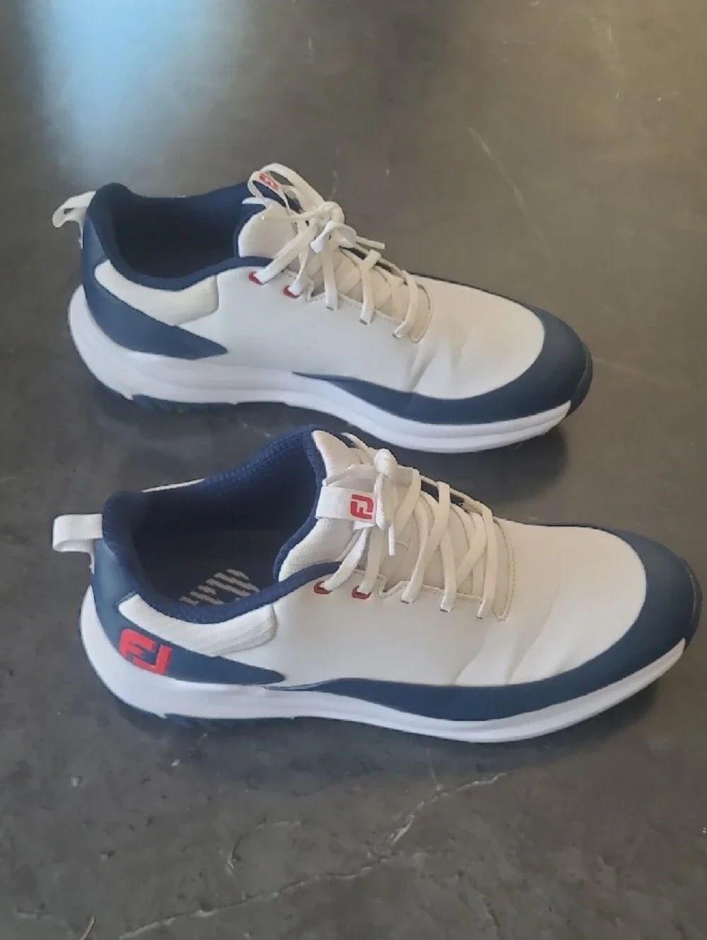 FootJoy | Shoes | Mens White And Navy Golf Shoes With Red Accents ...